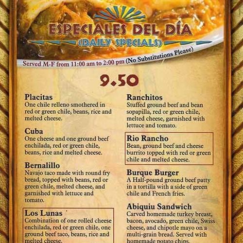 El Bruno's Restaurante y Cantina menu in Cuba, New Mexico, USA