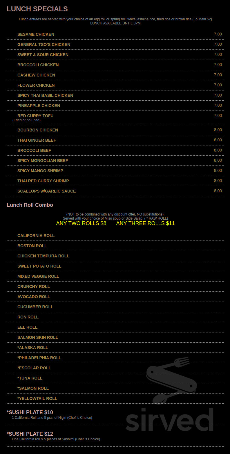 Menu for Red Bowl Asian Bistro in Southern Pines, NC | Sirved