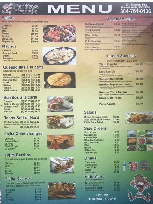 Las Fajitas Mexican-Grill menu in Ravenswood, West Virginia, USA