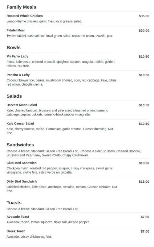 Recess at CollegeTown menu in Tallahassee, Florida, USA