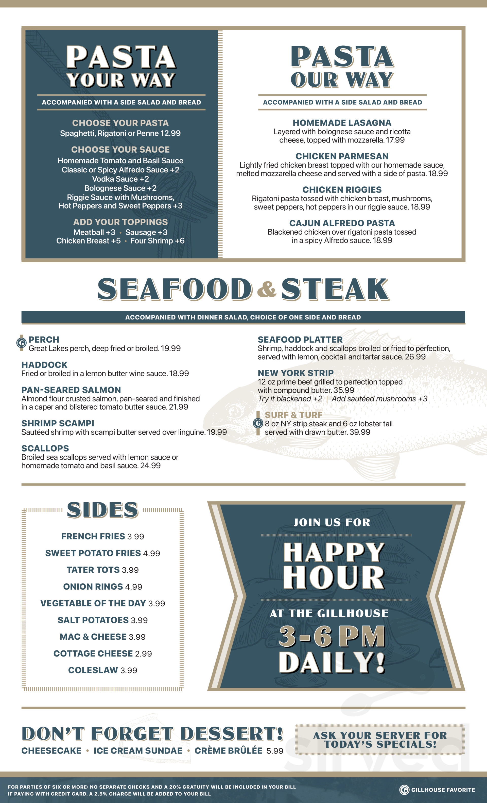 Menu for Gill House Restaurant & Inn in Henderson Harbor, NY | Sirved