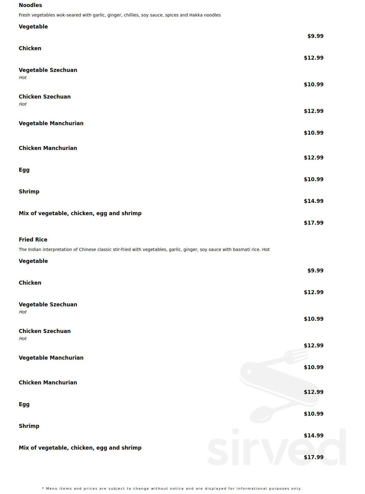 Menu - Brampton ON's Bukhara Grill | Sirved