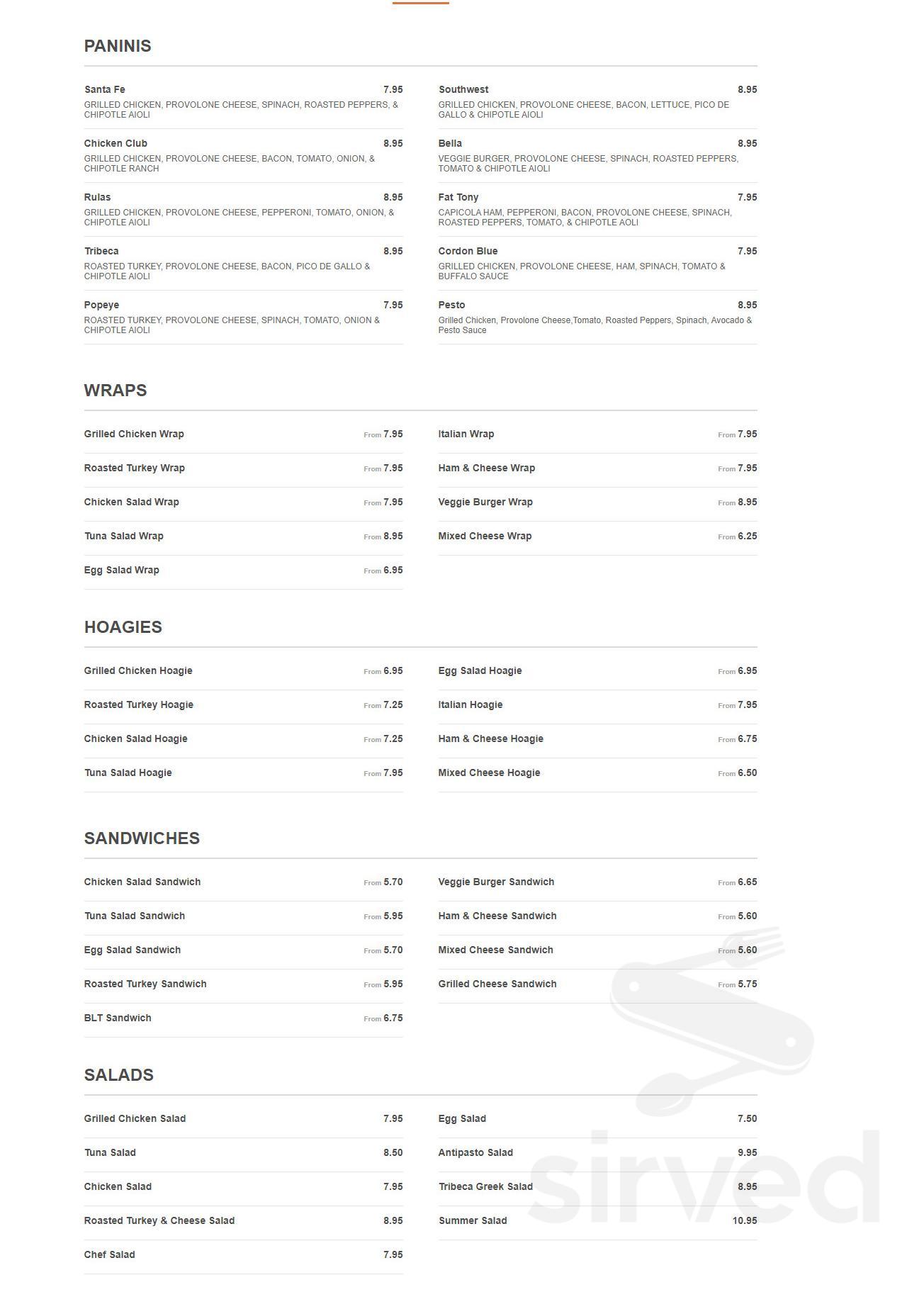 Tribeca 52 menus in Philadelphia, Pennsylvania, United States