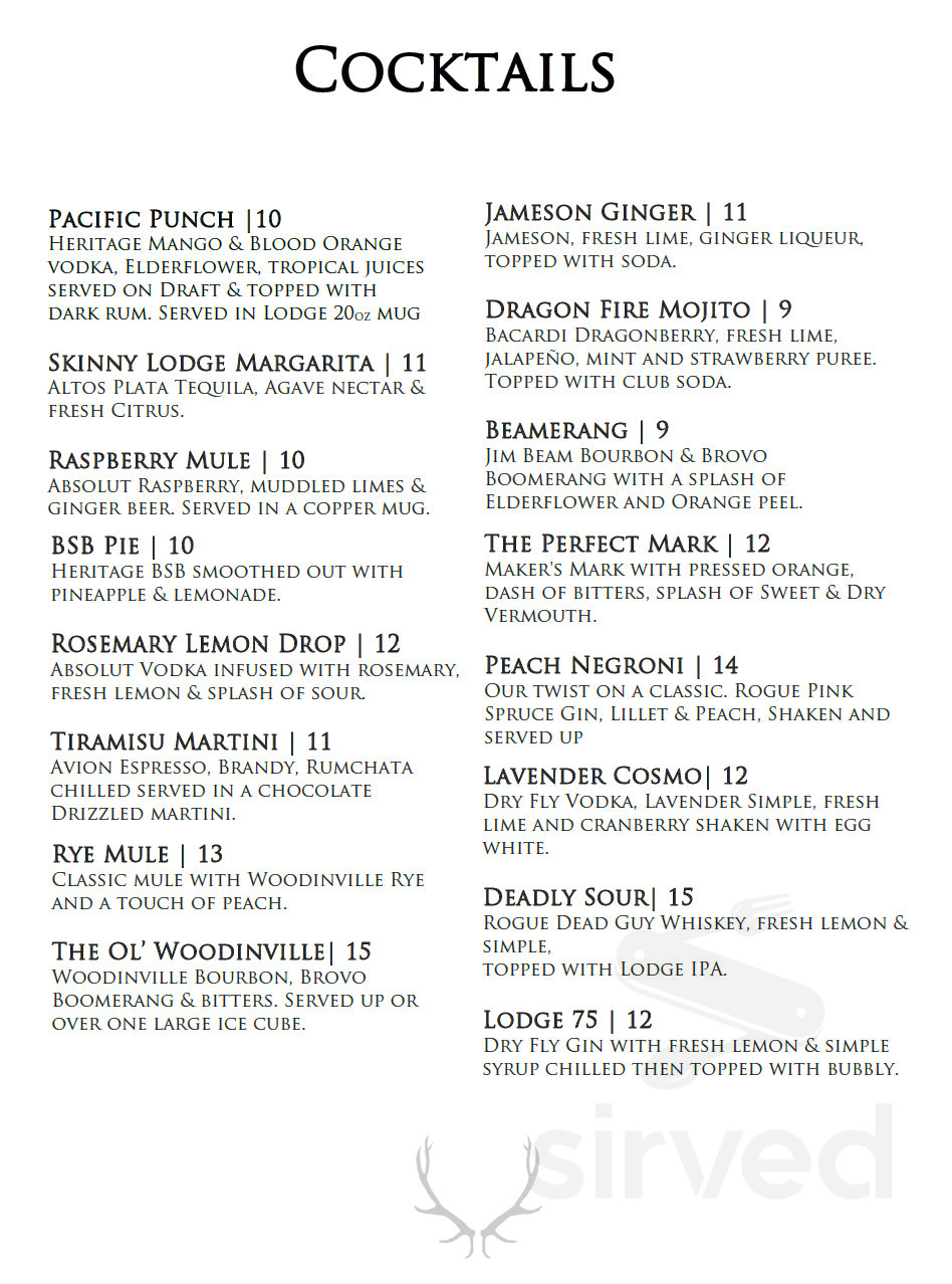 The Lodge Sports Grille menu in Mill Creek, Washington, USA