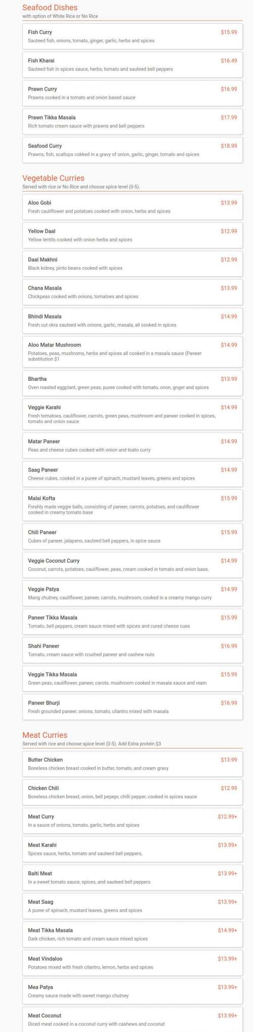 Spice King Seattle menu in Seattle, Washington, USA