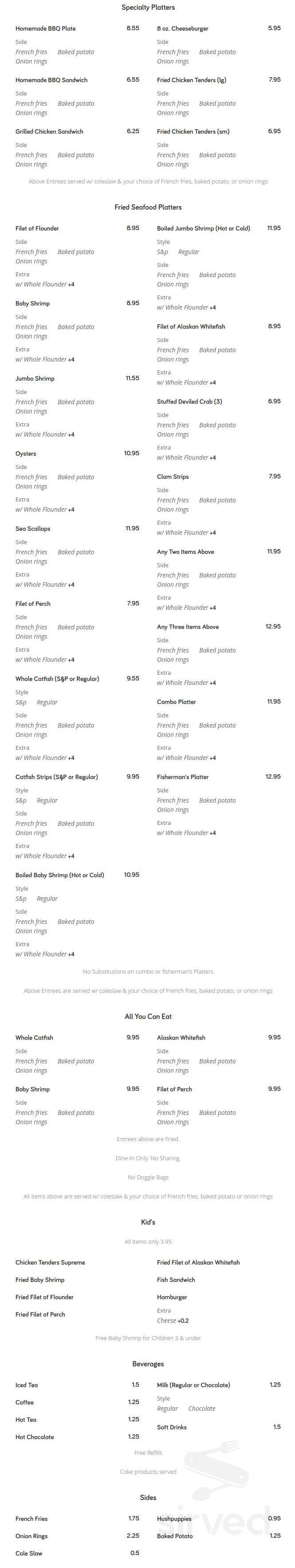 Captain Steve's Family Seafood Restaurant in Fort Mill, SC menu in Fort ...
