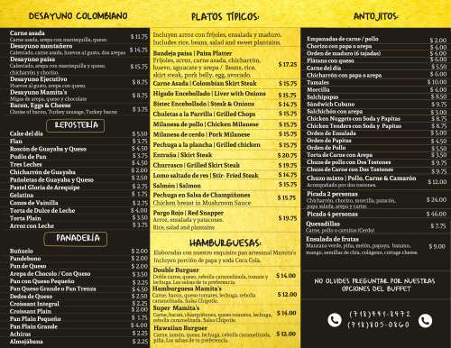 Mamita's Bakery & Restaurant menu in Queens, New York, USA