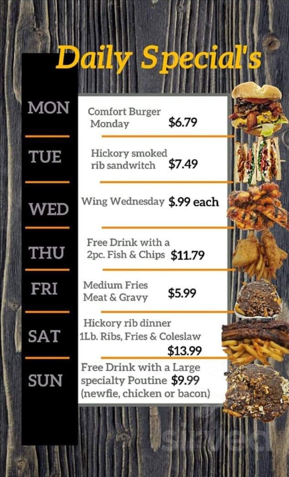 Menu for Newfoundland Comfort Food in Corner Brook, NL | Sirved