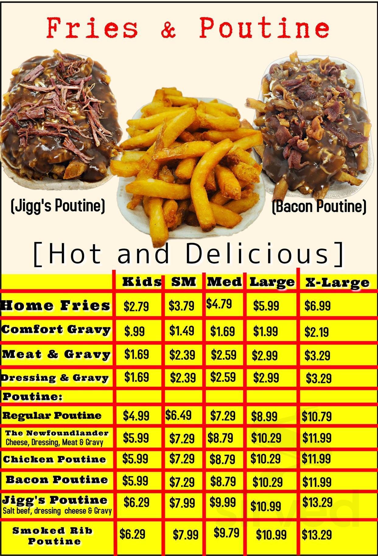 Menu - Corner Brook NL's Newfoundland Comfort Food | Sirved