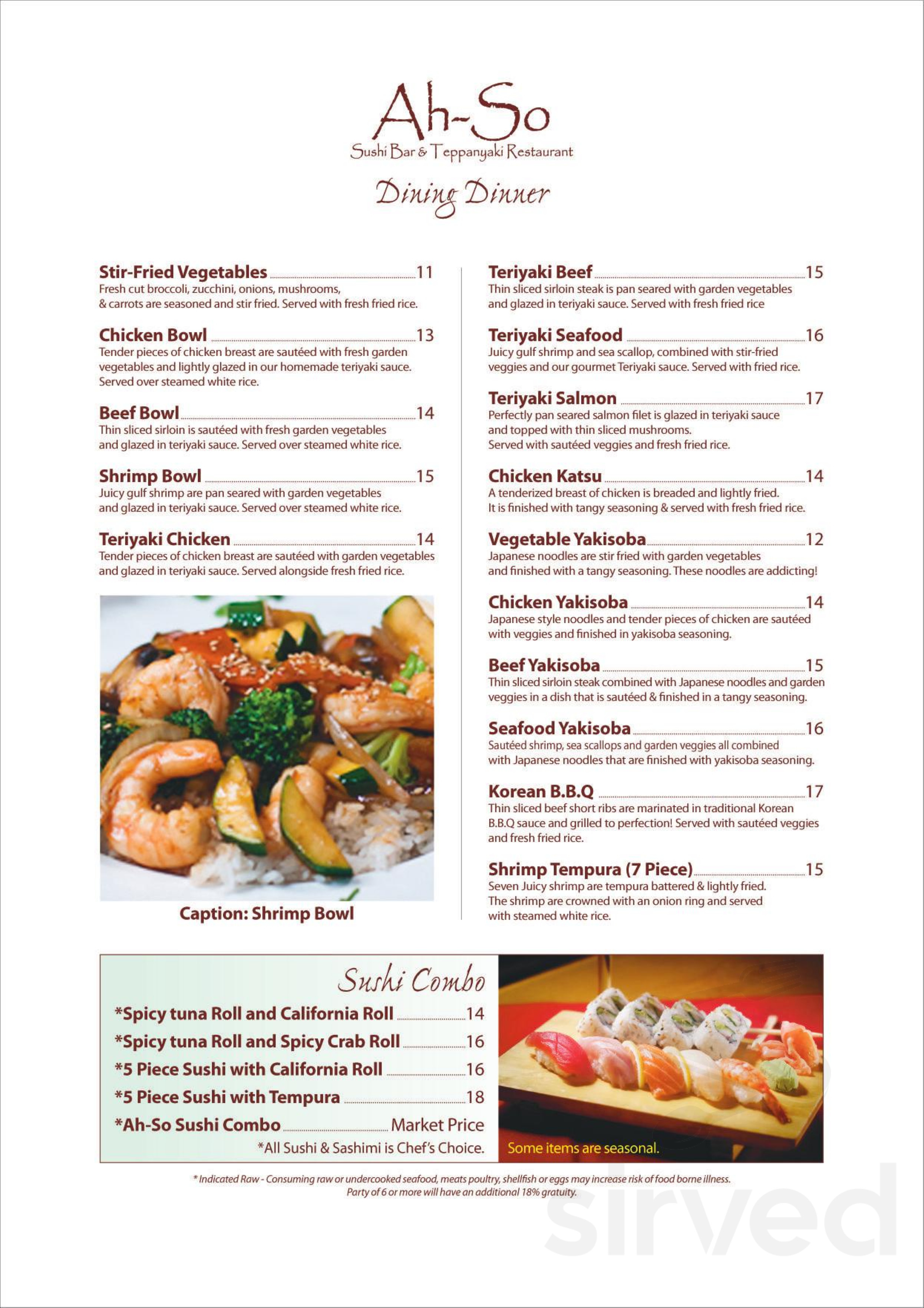Ah-So menus in Yuma, Arizona, United States