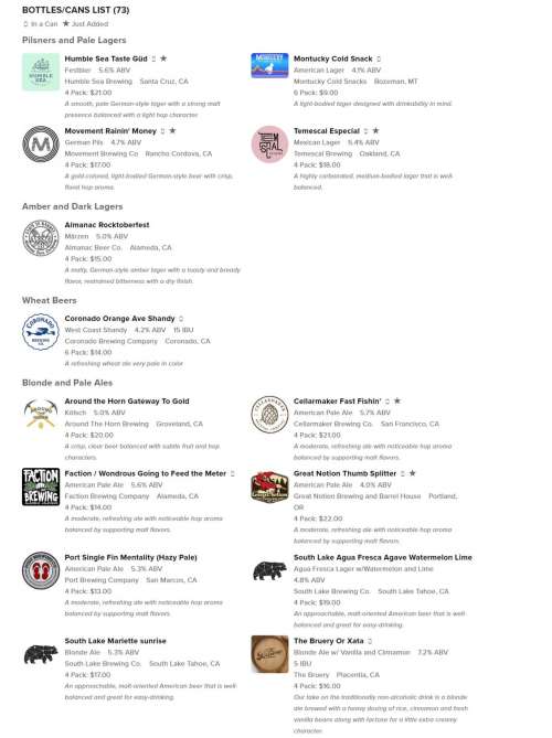 The Hangar - Taproom & Bottle Shop menu in South Lake Tahoe, California ...