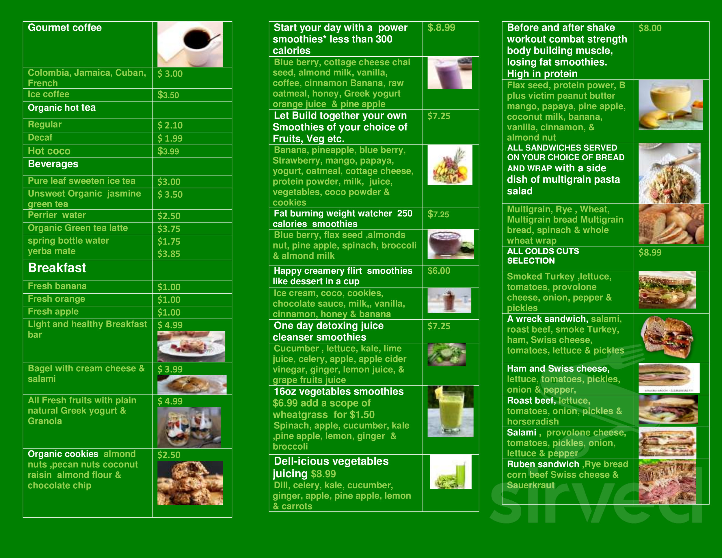 Fresh Power Smoothies & Sandwiches menu in Punta Gorda, Florida, USA