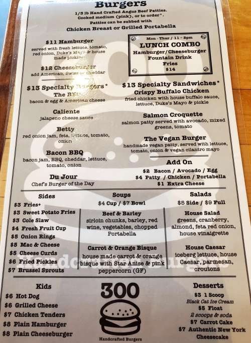 300 Craft & Rooftop menu in Des Moines, Iowa, USA