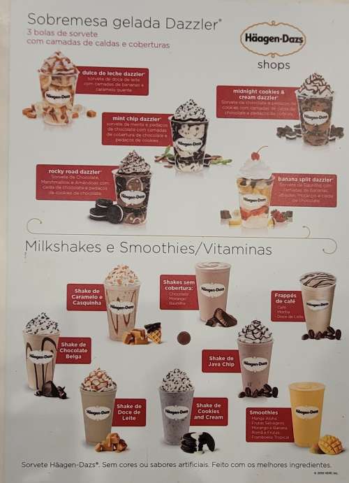 Haagen-Dazs menu in Jersey City, New Jersey, USA