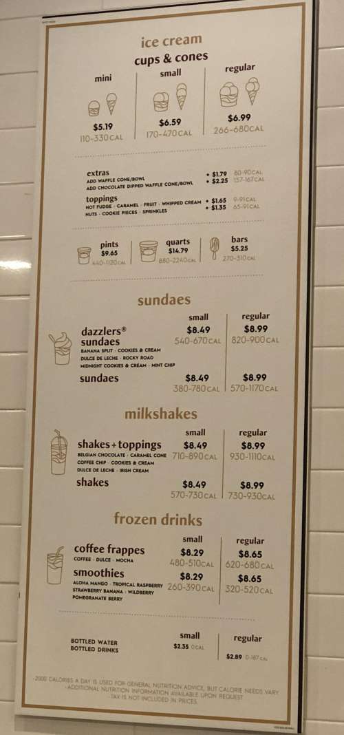 Haagen-Dazs menu in Jersey City, New Jersey, USA