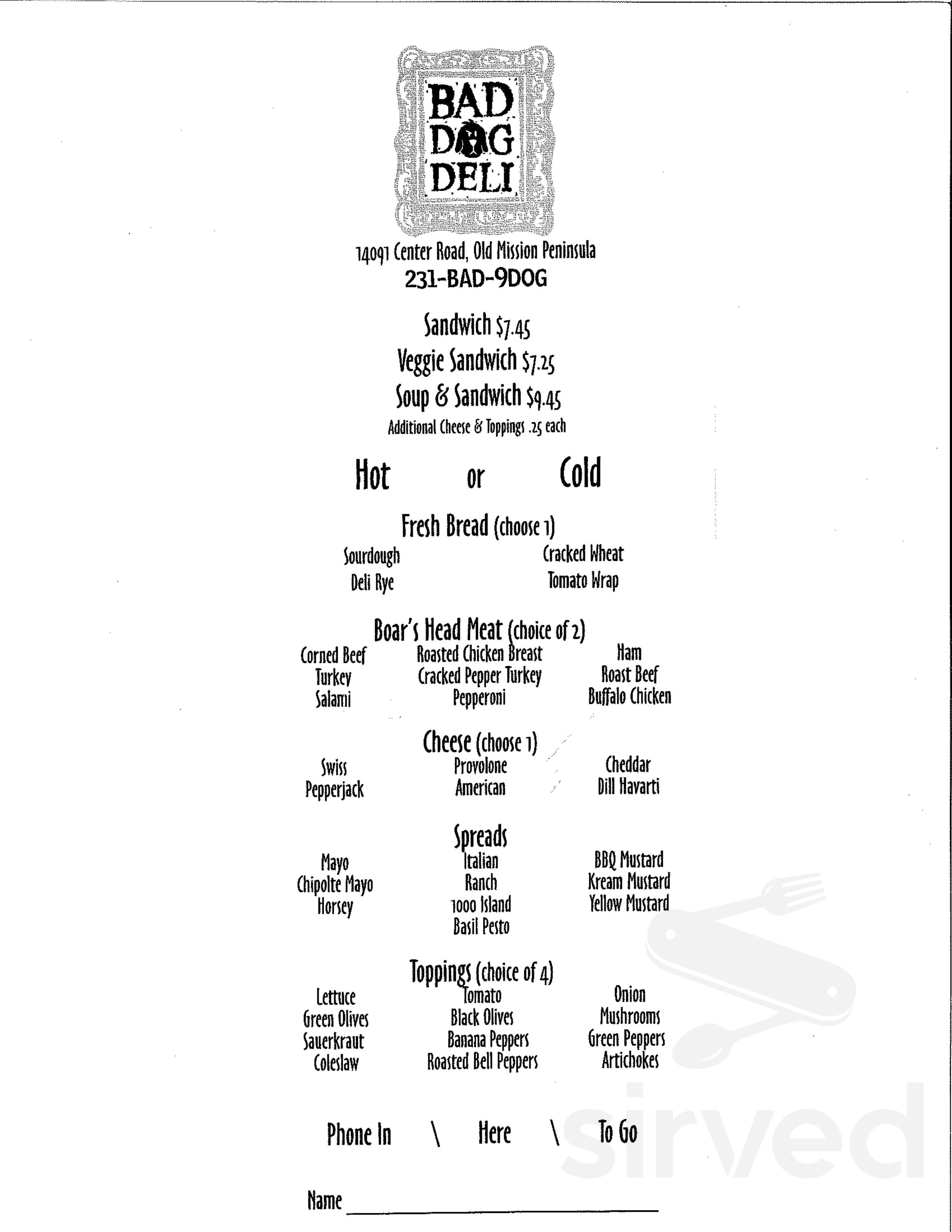 Peninsula Grill menu in Traverse City, Michigan, USA