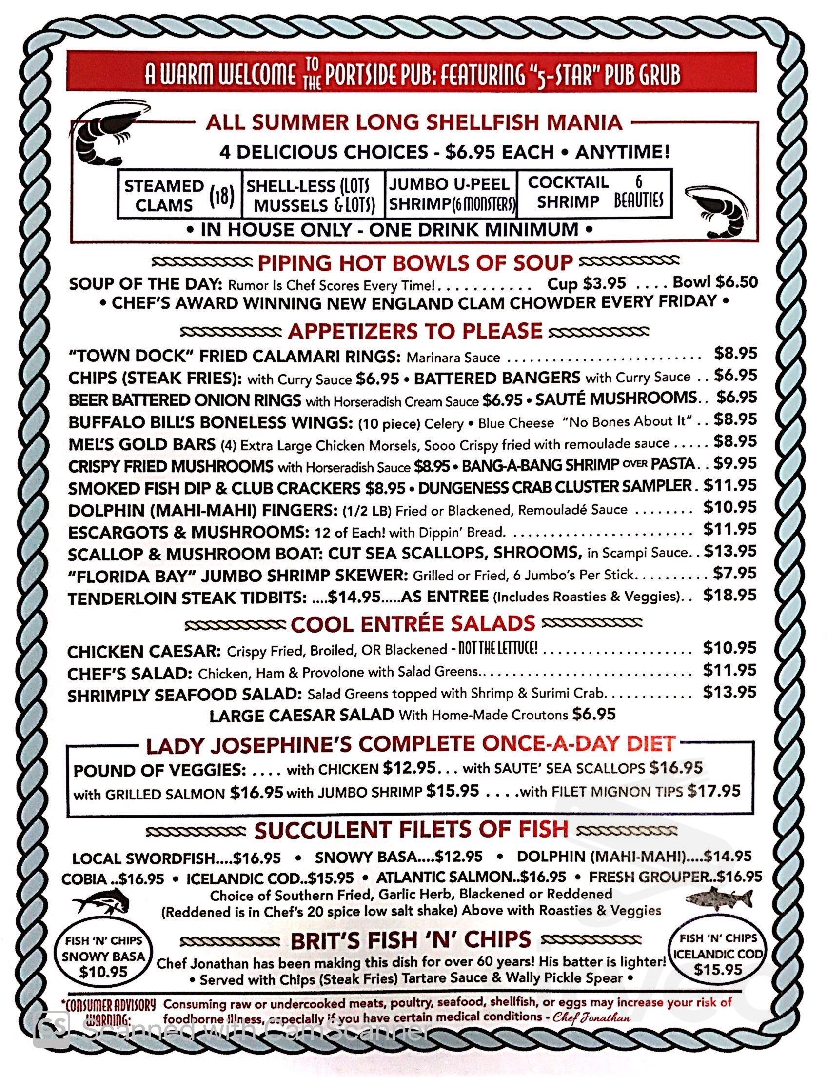 Portside Pub & Grille menus in Sebastian, Florida, United States