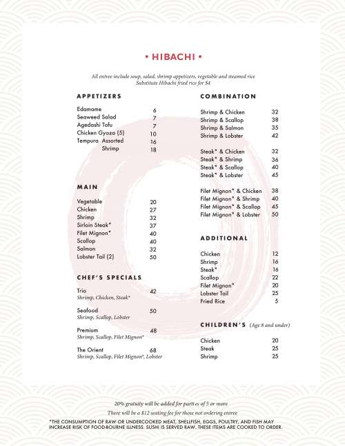 The Orient menu in Atlanta, Georgia, USA