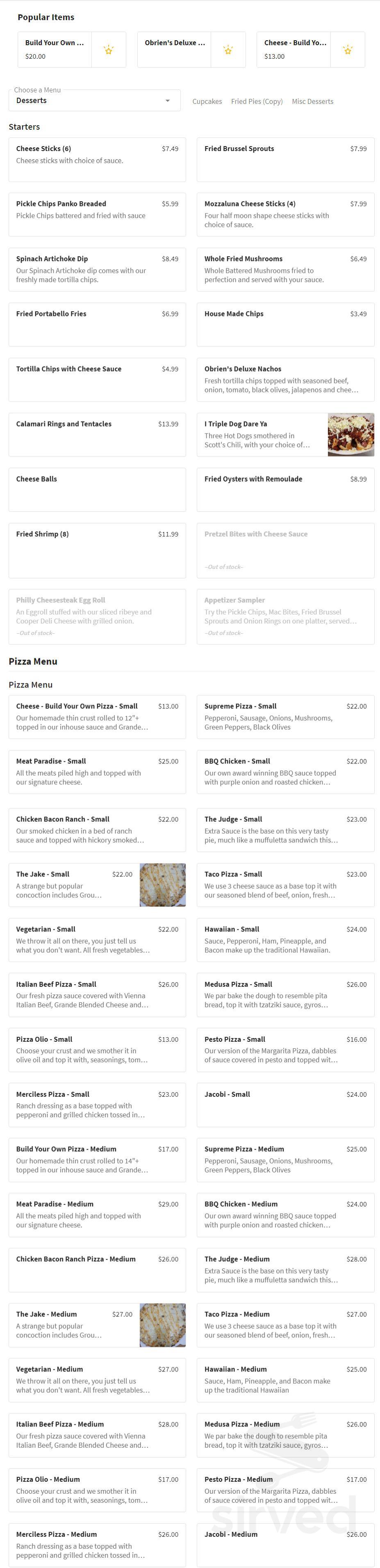 Menu - Trenton TN's Square Tavern | Sirved