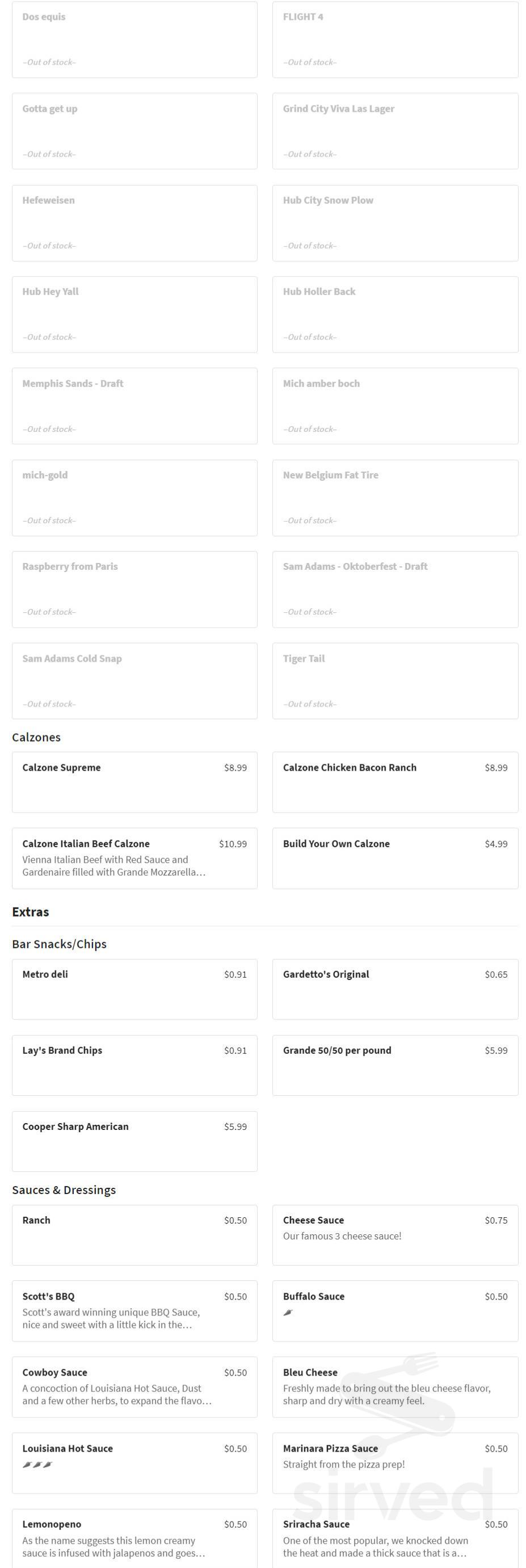 Menu - Trenton TN's Square Tavern | Sirved