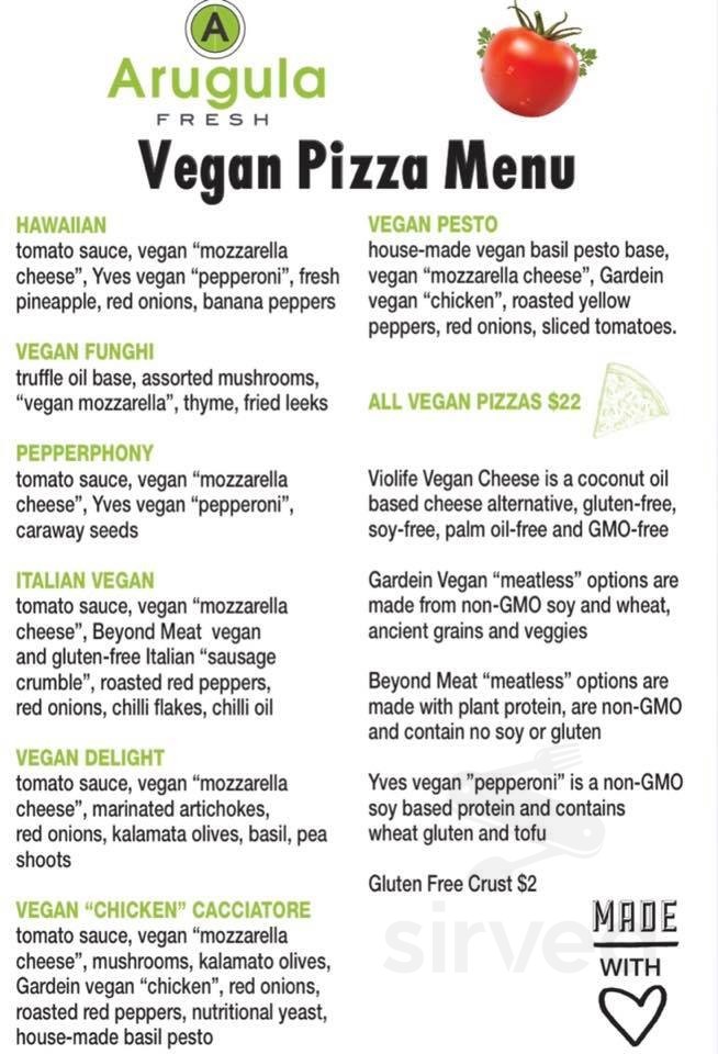 Arugula menu in North Bay, Ontario, Canada
