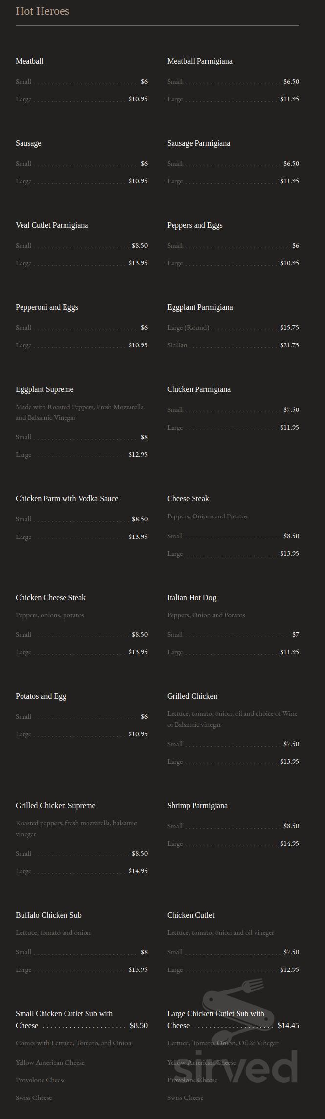 Menu - Bloomfield NJ's Mario's Famous Pizzeria | Sirved