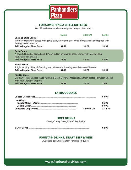 Panhandler's Pizza - Fort Collins, CO menu in Fort Collins, Colorado, USA