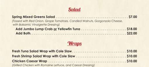 Menu for Oyster Creek Restaurant And Boat Bar in Leeds Point, NJ | Sirved