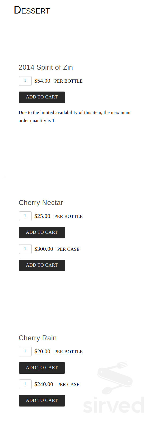 Dancing Fox Winery & Brewery menu in Lodi, California, USA