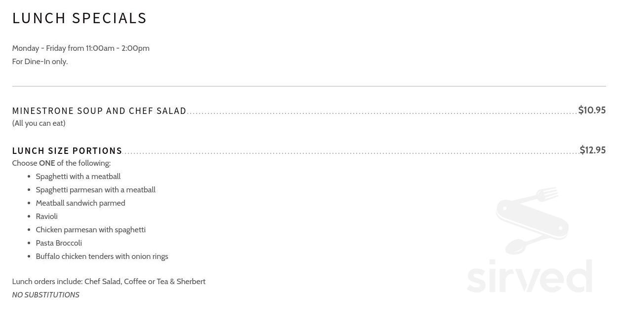 Chef's Restaurant menu in Buffalo, New York, USA