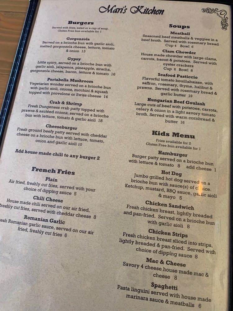 Mari's Kitchen menus in Florence, Oregon, United States