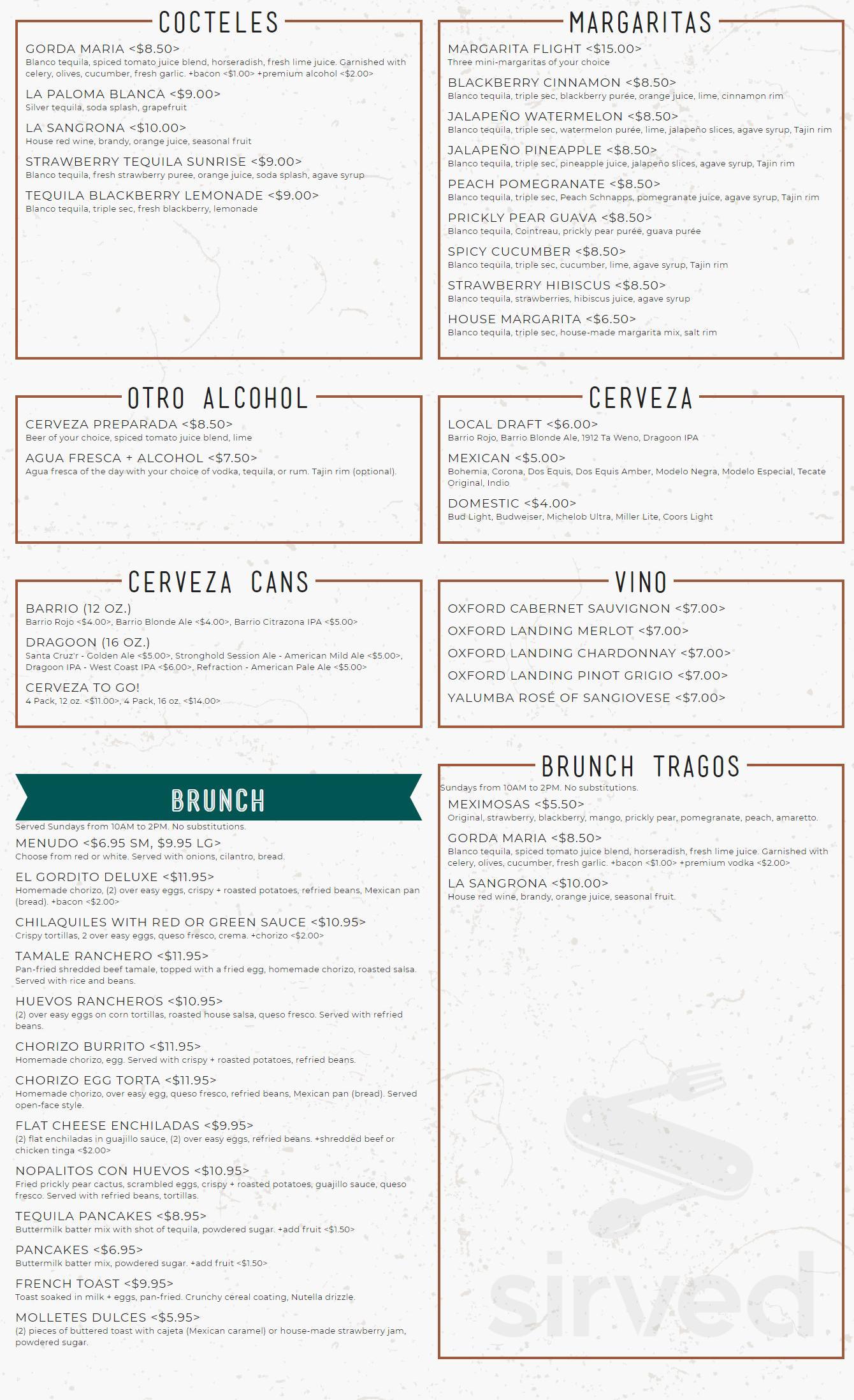 El Chinito Gordo menus in Tucson, Arizona, United States