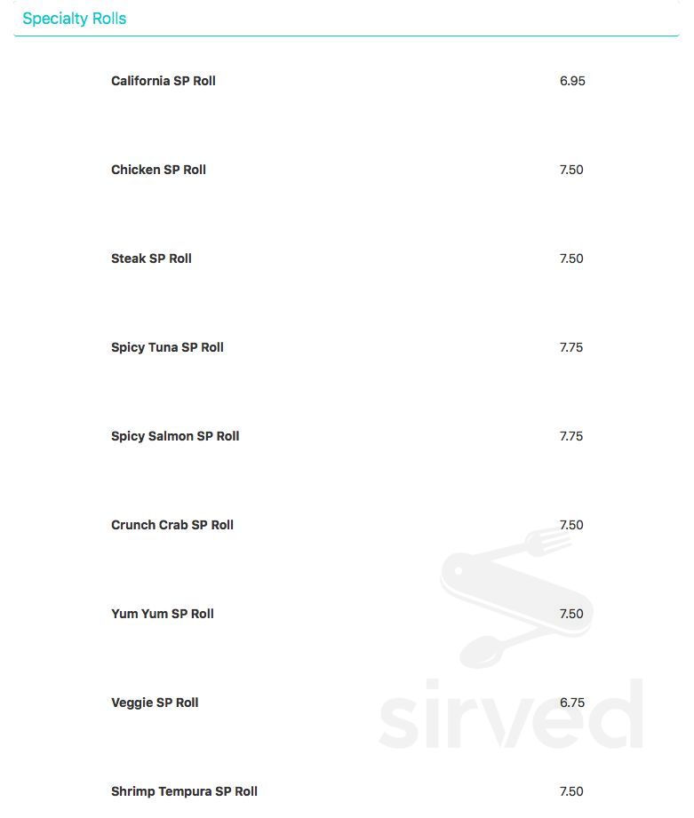 Fusabowl menus in Cincinnati, Ohio, United States