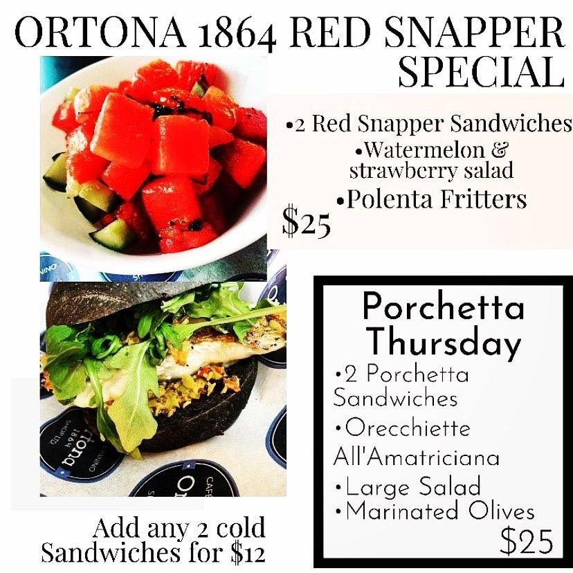 Ortona 1864 Cafe & Panino menu in Windsor, Ontario, Canada