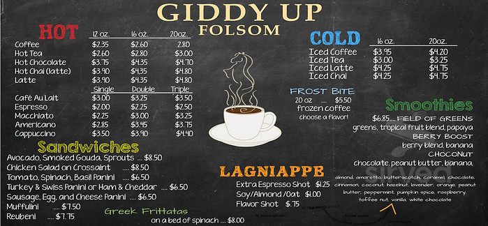 The Giddy Up menu in Folsom, Louisiana, USA