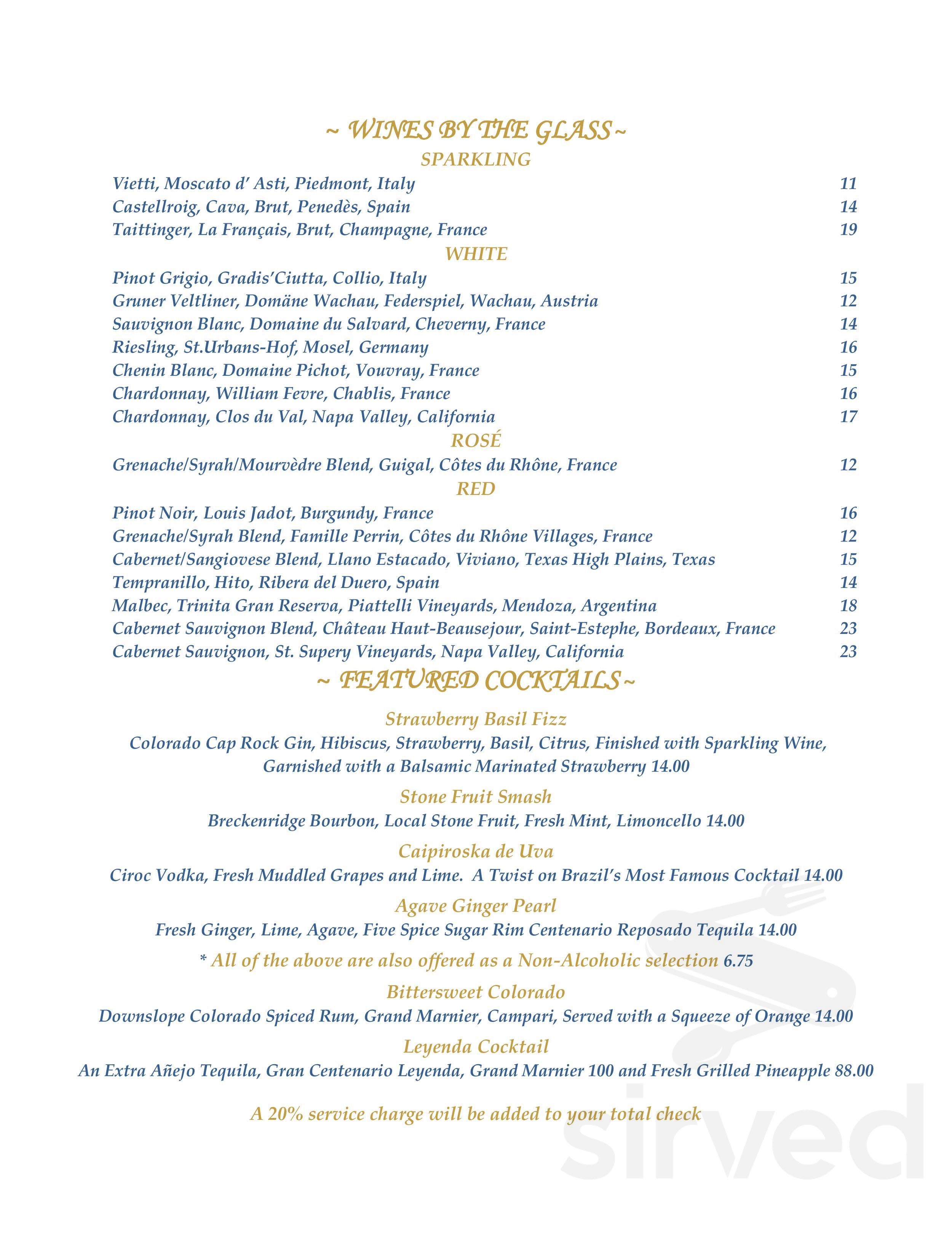 Penrose Room menus in Colorado Springs, Colorado, United States