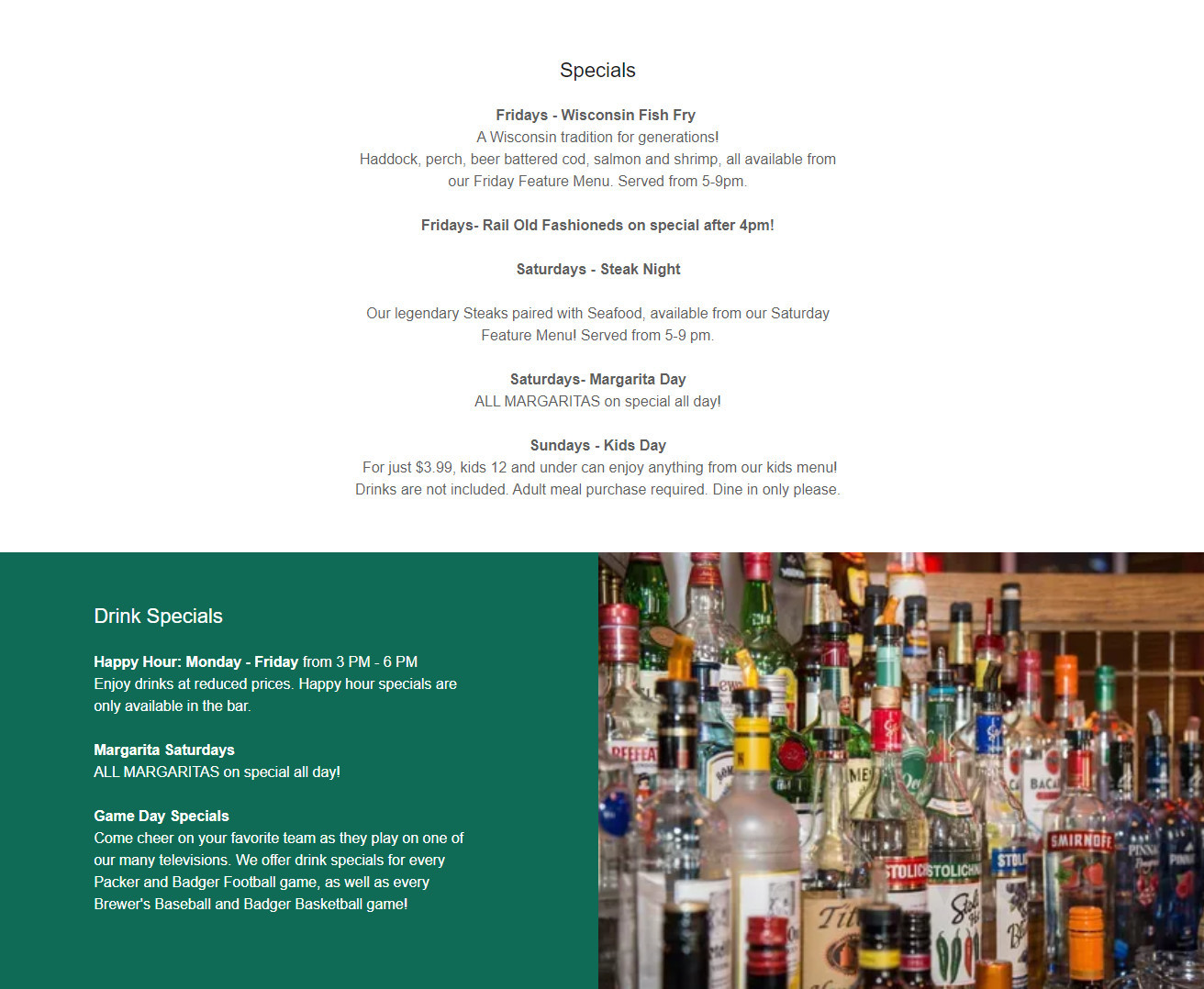 Good Company menu in Appleton, Wisconsin, USA