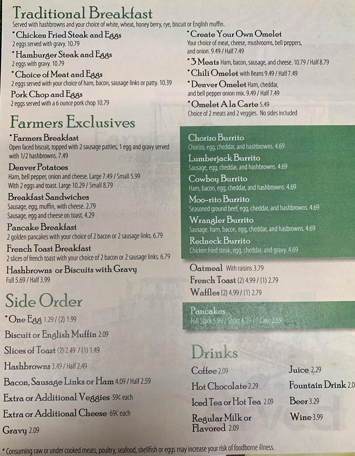 Farmers Supply Co-op & Farmers Cafe menus in Weiser, Idaho, United States
