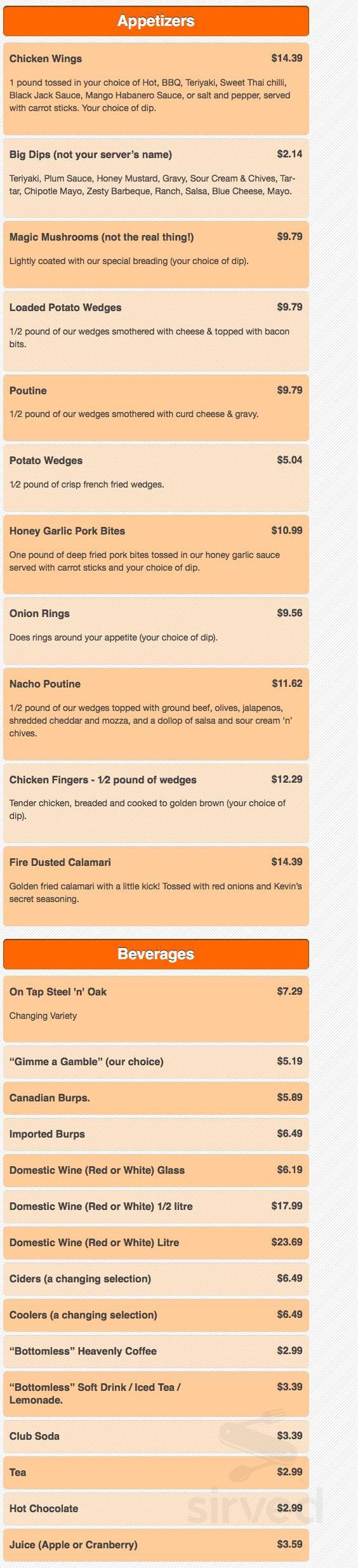 Burger Heaven Restaurant menus in New Westminster, British Columbia, Canada