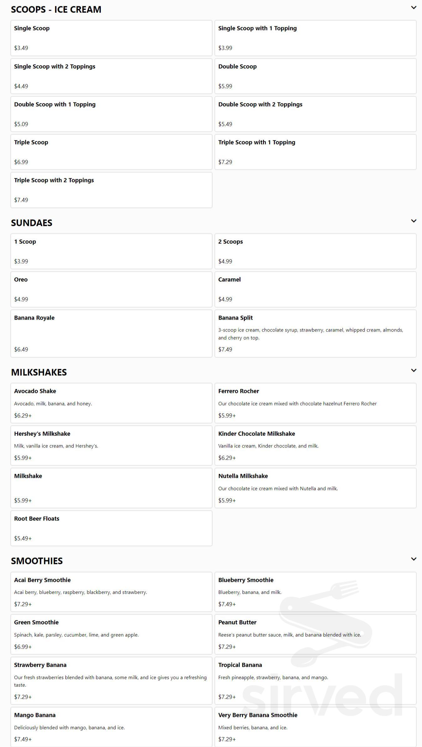 Scoop & Juice menu in Anaheim, California, USA