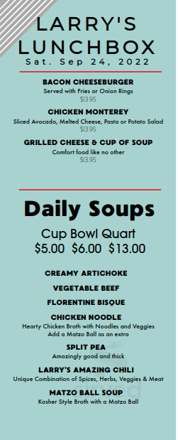 Larry's Lunch Box menu in Naples, Florida, USA