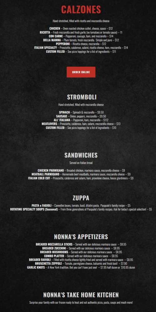 Pasquale's Neighborhood Pizzeria menu in Rochester, Minnesota, USA