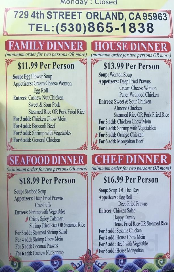 Menu - Orland CA's Maple Garden | Sirved