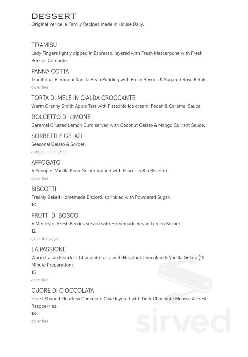Il Cielo menu in Beverly Hills, California, USA