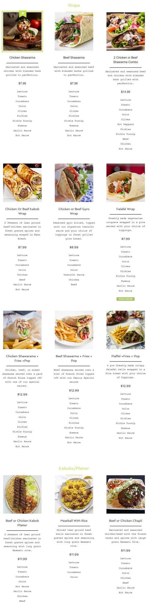 Grill N Thrill Kabob menu in Pickering, Ontario, Canada