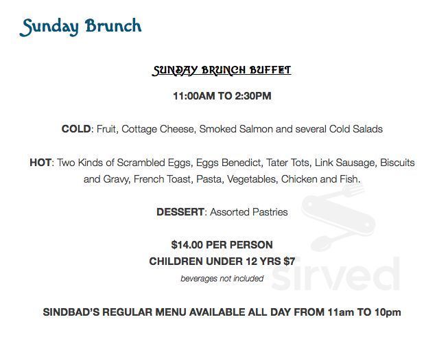 Sindbad's Restaurant and Marina menu in Detroit, Michigan, USA