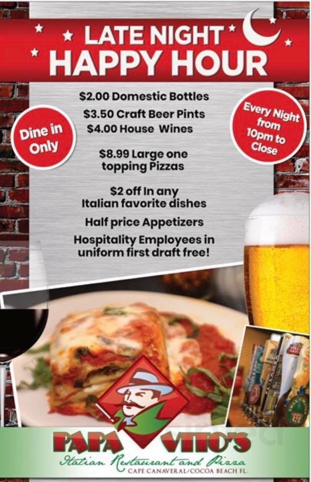 Menu for Papa Vito's Italian Restaurant And Pizza Kitchen in Cape ...