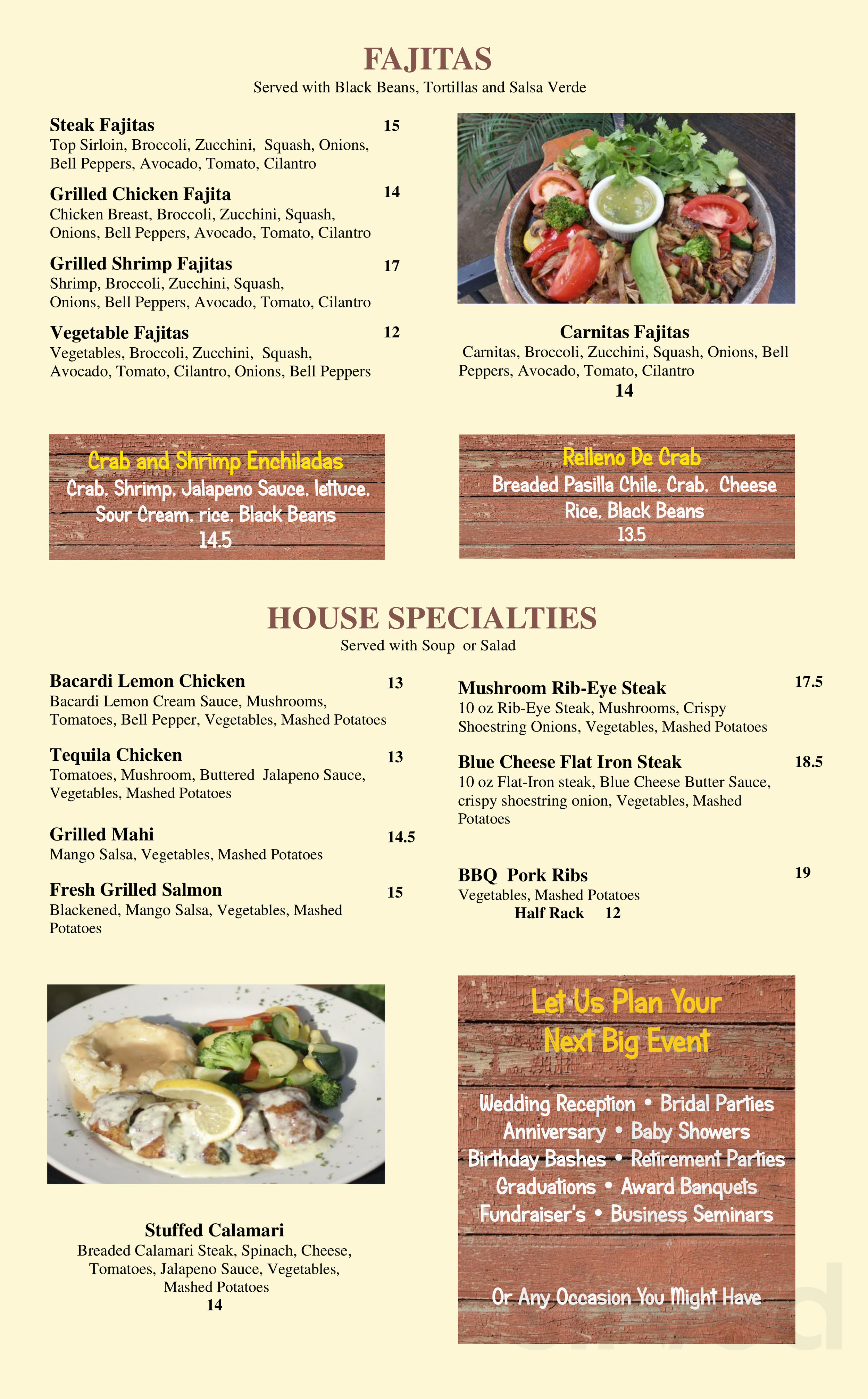 Downtown Cafe menu in El Cajon, California, USA