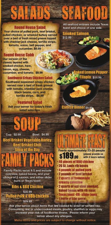 Round House BBQ menu in Trenton, Michigan, USA