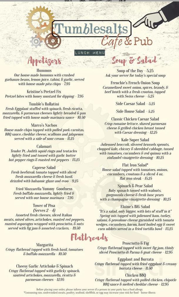 Tumblesalts Café menus in North Providence, Rhode Island, United States